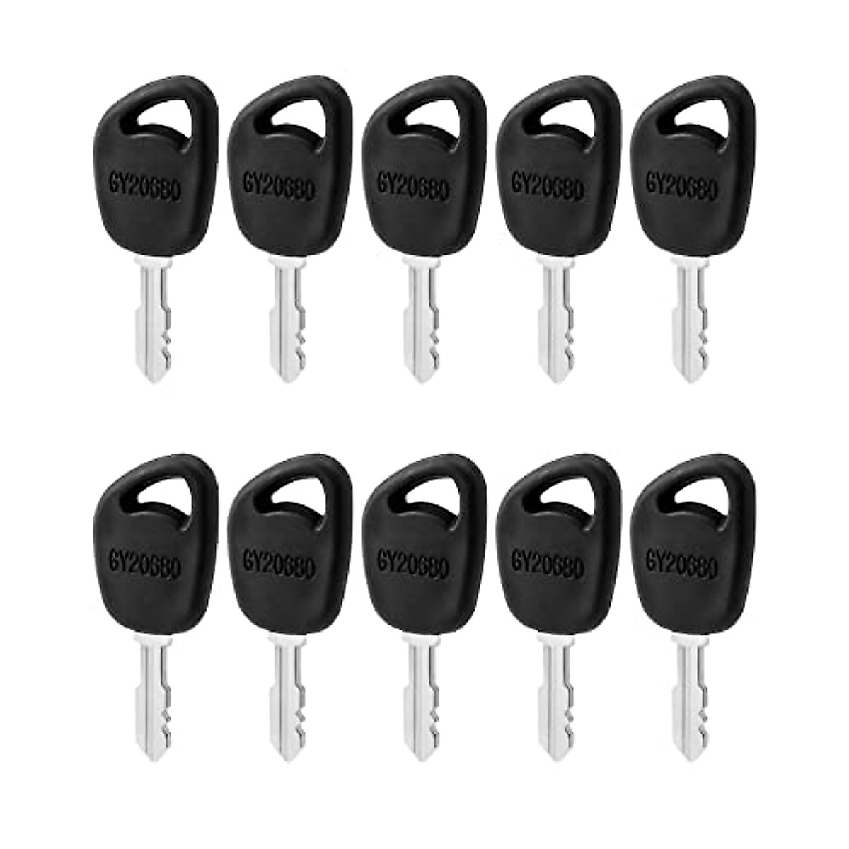 QWORK 10 Pieces Ignition Key GY20680 for Most Lawn Mowers and Lawn Tractors, Compatible with John Deere 100, D100, E100, G100, L100, LA100, LT, SST, X300, X500 and X700 Series