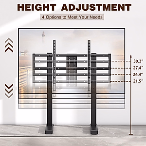 TAVR Ultra Strong Universal TV Stand Base for 55-90 Inch TVs Hold up to 150 lbs, Heavy Duty Height Adjustable Table Top TV Mount Stand with Tempered Glass Base, Max VESA 800x400mm, Black