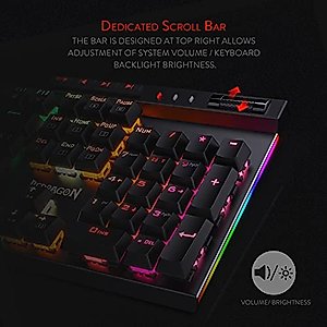 Redragon K580 VATA RGB LED Backlit Mechanical Gaming Keyboard with Macro Keys & Dedicated Media Controls, Onboard Macro Recording (Blue Switches)