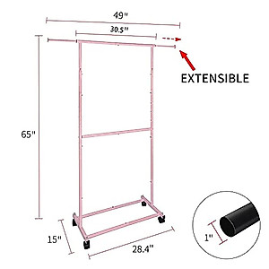 Fishat Pink Simple Garment Rack & Laundry Hamper Butler Cart Basket