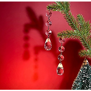 Christmas Ornaments Crystal Tree Decorations, 30Pcs Acrylic Clear Hanging Crystals for Centerpieces Teardrop Chandelier Garland Beads for Xmas Wedding Party home Decor