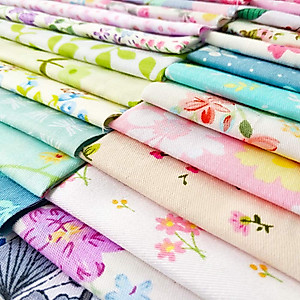 flic-flac 25pcs 12 x 12 inches (30cmx30cm) Cotton Fabric Squares Quilting Sewing Floral Precut Fabric Square Sheets for Craft Patchwork