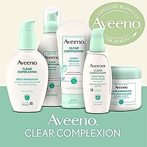 Aveeno Clear Complexion Foaming Oil-Free Facial Cleanser with Soy Extract & 0.5% Salicylic Acid, Acne Treatment Face Wash for Acne-Prone Skin, Sulfate-Free & Hypoallergenic, 6 fl. oz