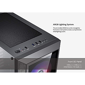 Raidmax ATX Desktop Computer Gaming PC Case Mid Tower PC Case with addressable RGB x3 ARGB Fans ATX PC Case USB 3.0 Tempered Glass PC Case Mesh Window Computer Case with 3 ARGB LED Black PC Case -i403