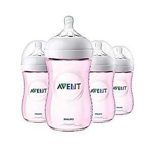 Philips Avent Natural Baby Bottle, Pink, 9oz, 4pk, SCF013/48