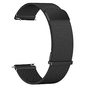 Meliya Metal Watch Bands, 20mm 22mm Quick Release Watch Strap, Stainless Steel Mesh Replacement band for Women Men (20mm, Black)