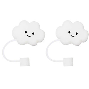 SEWACC 2 Pcs Straw Covers Cloud Shape Silicone Straw Caps Reusable Drinking Straw Tips Lids Straw Toppers for Home Office