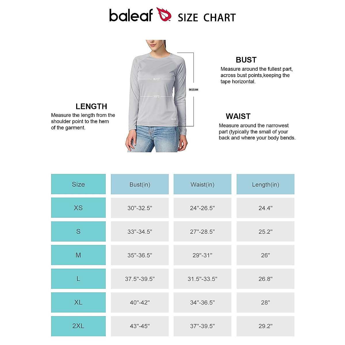 BALEAF Women's Rash Guard Long Sleeve UPF 50+ Sun Shirts Lightweight Quick Dry Fishing Tops UV Protection Rashguard Swimsuit Grey Size L