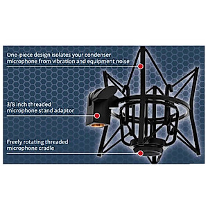 LyxPro MKS1-B Condenser Spider Microphone Shockmount, Anti Vibration and Isolation - Black