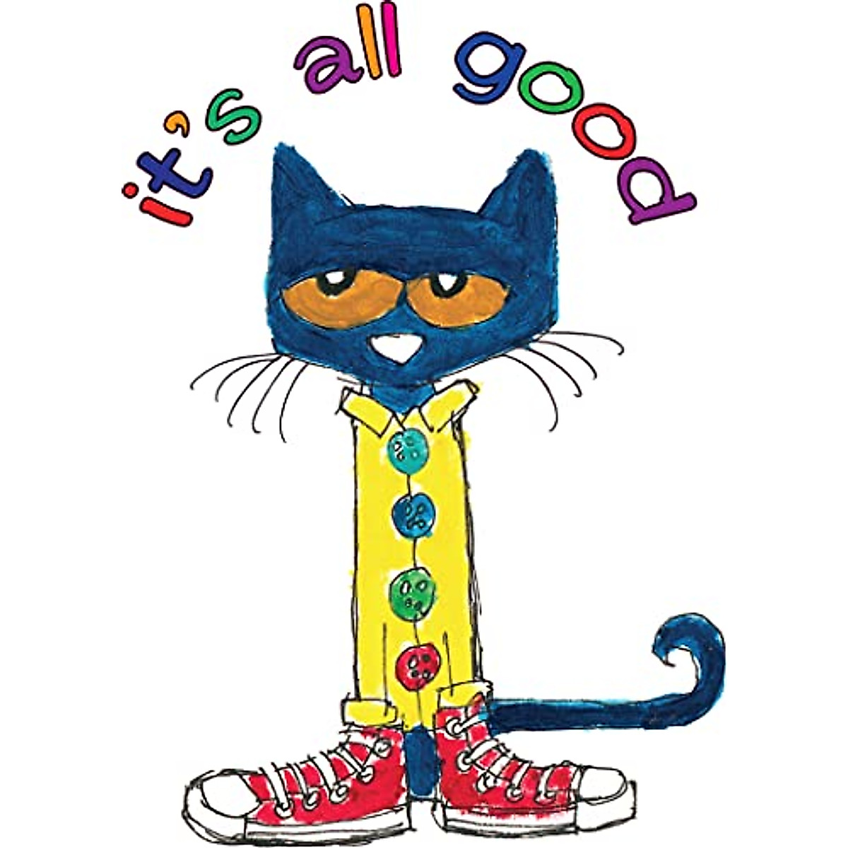 Kids Bedroom Nursery Pete The Cat Decal Home Art Picture Book Cat Design Vinyl Wall Decal | 20" x 25" Adhesive Living Room Cartoon Cat Character Decor Vinyl Wall Decoration Sticker