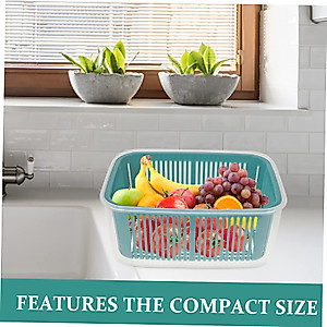 UPKOCH 2pcs Box Refrigerator Storage Box Cereal Container Food Storage Box Glass Food Containers Fruit Drain Storage Box Sink Strainer Basket Fridge Strainer Box Fresh Box Drain Fruit Box