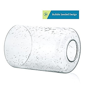 Skelang Clear Glass Shade, Seeded Light Shade, Lampshade with 1-5/8 Inches Fitter, Cylinder Replacement Shade for Pendant Light, Chandelier, Wall Sconces, Vanity Lights, Pack of 3