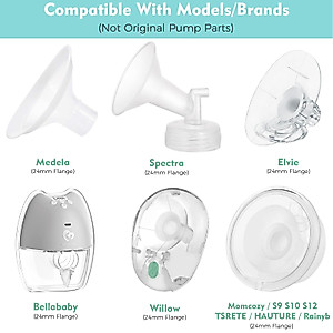 MompMuir 20mm Silicone Flange Inserts Compatible with Elvie Stride Lansinoh Medela for Spectra Insert Willow go TSRETE Momcozy S9 S12 Bellababy Maymom Pump Parts Reduce 24-25mm Elastic Nipple to 20mm