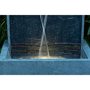 Bond Manufacturing Y95865 Fernwood 40" Tall Lighted Waterfall Garden Fountain, Blue-Grey