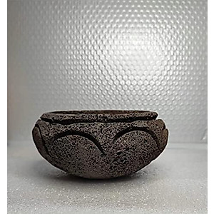 KamelarLava Succulent Pot, Bonsai Pot, Gray Carved Oval Pot, 6 ", Volcanic Pot, one Piece of Packaging