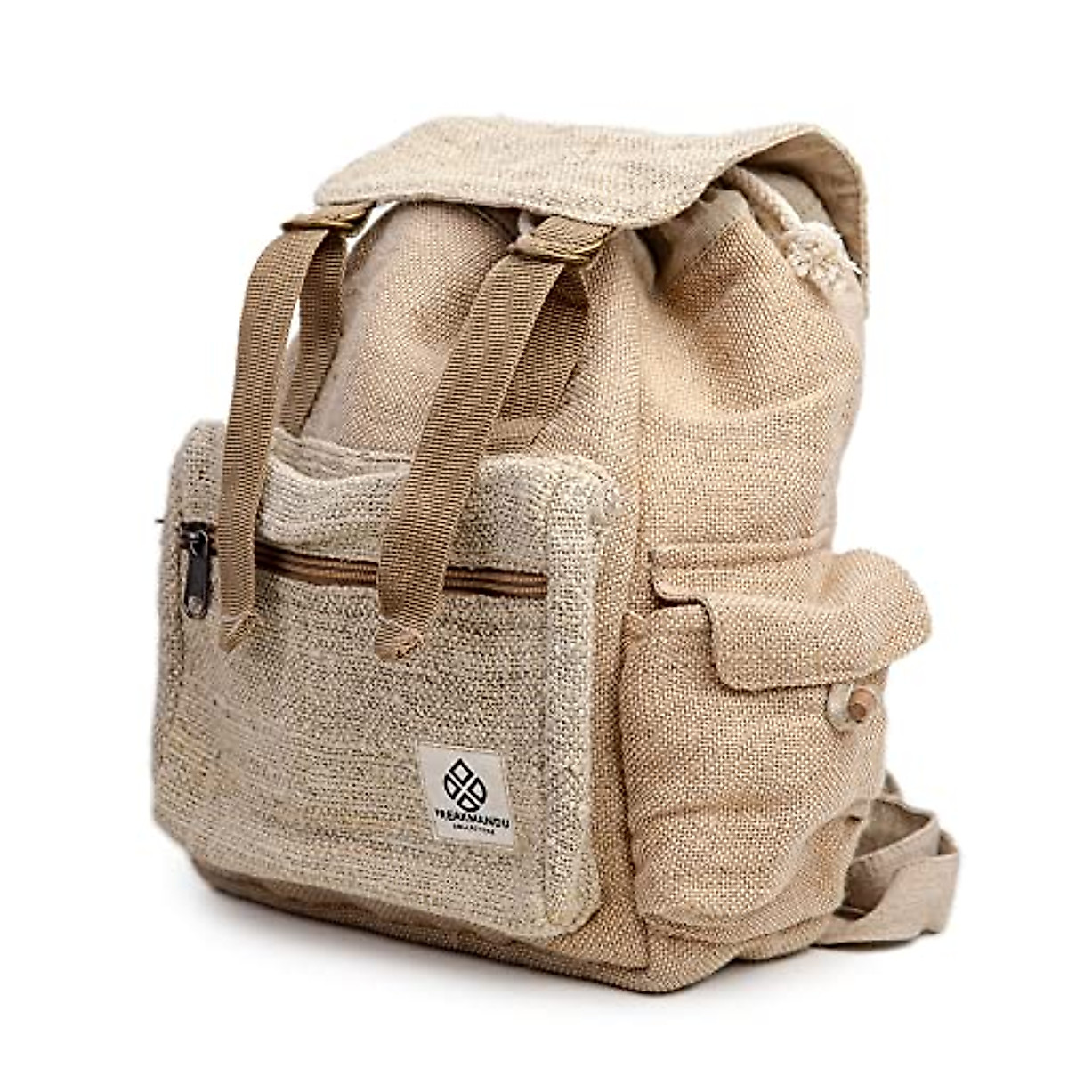 Mini Hemp Backpack Cute Functional - Eco Friendly Unisex Rustic Bag Durable by Freakmandu White/Beige