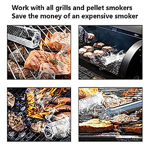 VIGIND Pellet Smoker Tube,12'' Stainless Steel BBQ Smoke Tube, Hot/Cold Smoking for All Charcoal,Works with Electric Gas Charcoal Grilling,Smoker Perfect for Smoking Cheese Nuts Steaks Fish Pork Beef