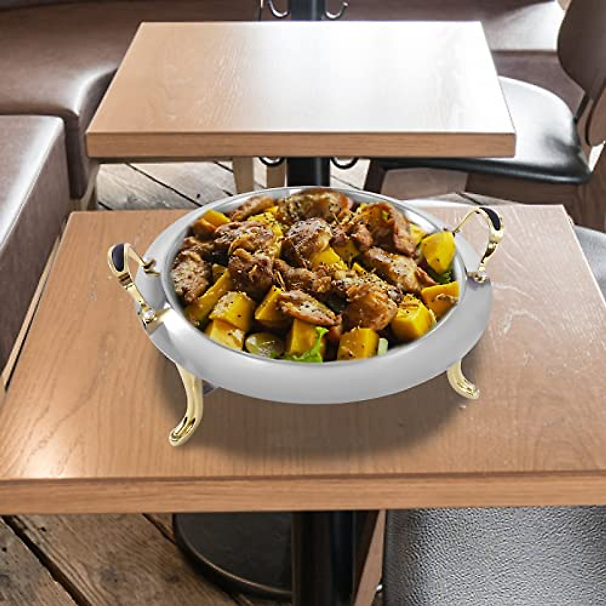 KOLHGNSE Chafing Dish Buffet Set, Round Stainless Steel Chafer, Buffet Servers and Warmers Set Warming Tray with Glass Window for Wedding, Parties, Banquet, Events