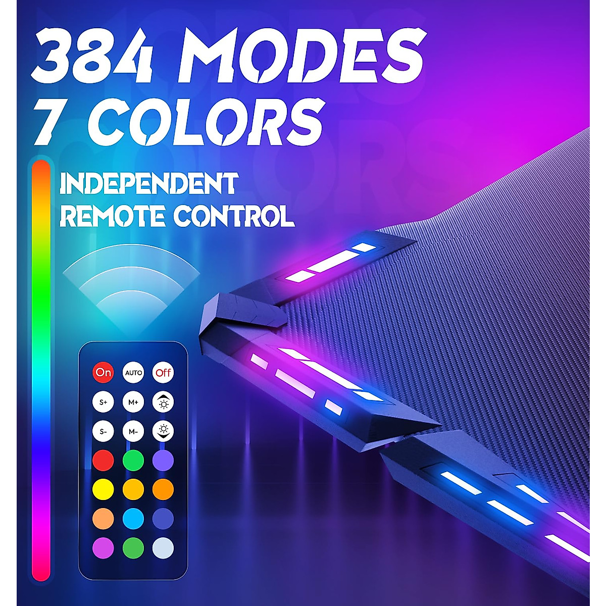 Dowinx Gaming Desk with LED Lights, RGB Gaming Computer Table with Carbon Fibre Surface, LED Home Office Desk with Remote Control, Pc Workstation with Cup Holder and Headphone Hook, Black