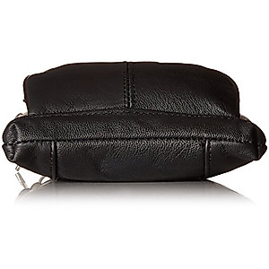 Roma Leathers Genuine Cross Body Purse Bag, Multi-Pocket, Black