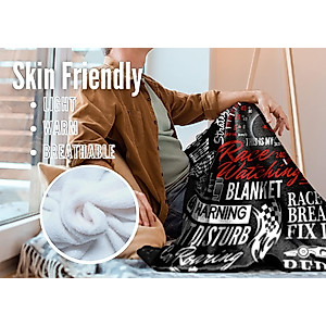 InnoBeta Car Racing Gifts, Cool Speed Racing Car Throw Blanket for Kids Boys 50"x65", Perfect for Sofa Bed Couch, Car Racing Quotes