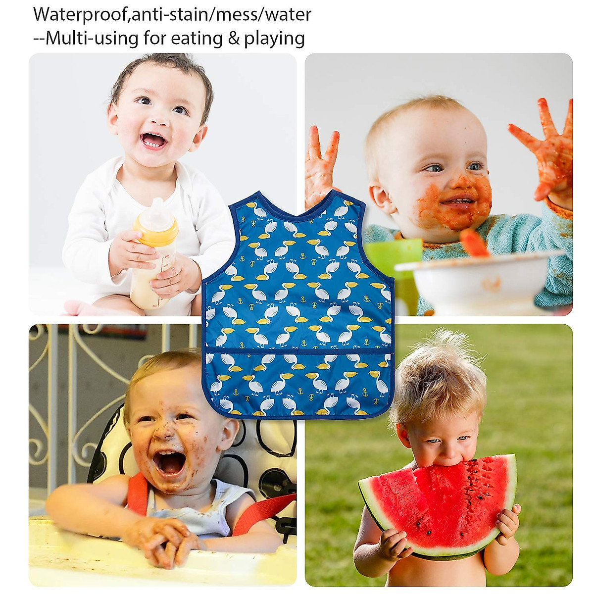 Joyo roy Baby Bib Baby Boy Bibs Waterproof Bibs Toddler Smock Baberos para Bebe Niño Plastic Bibs for Babies Bibs with Food Catcher Baby Bibs for Eating Bibs For Toddlers baberos para bebe niño
