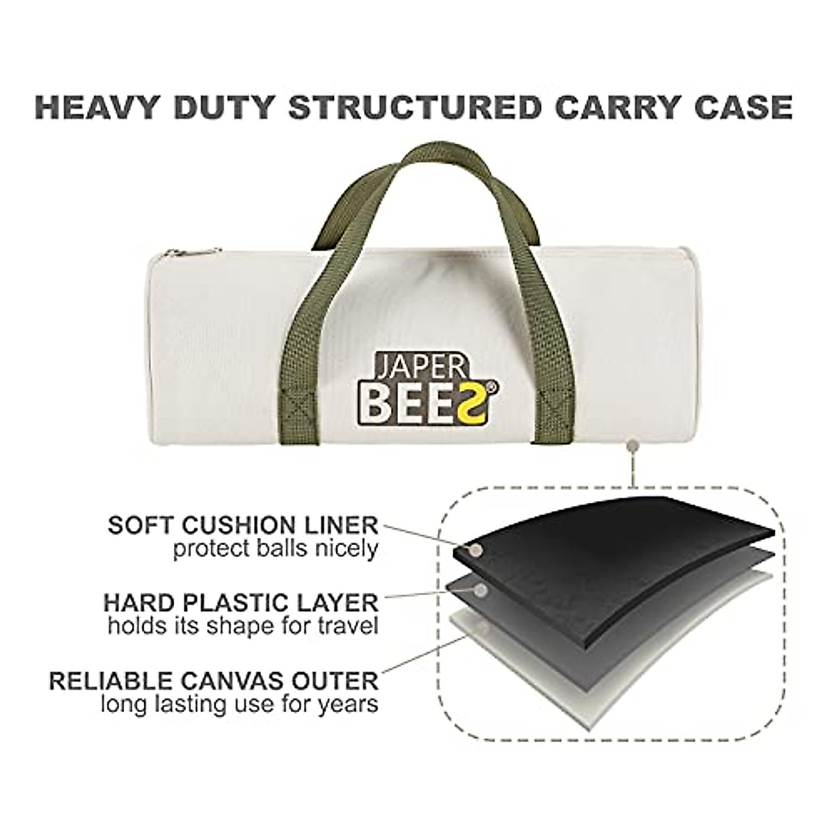 JAPER BEES Bocce Ball Set Solid Resin 90mm Outdoor Lawn Games for Family with 8 Balls 1 Pallino Measuring Rope Canvas Carrying Case