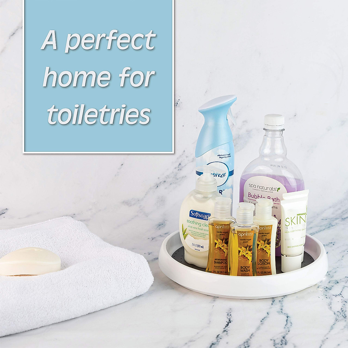 Homeries Lazy Susan Turntable (12 Inches) - Single Round Rotating Kitchen Spice Organizer for Cabinets, Pantry, Bathroom, Refrigerator - Non-Skid Surface & Rimmed Edge 2 Pack