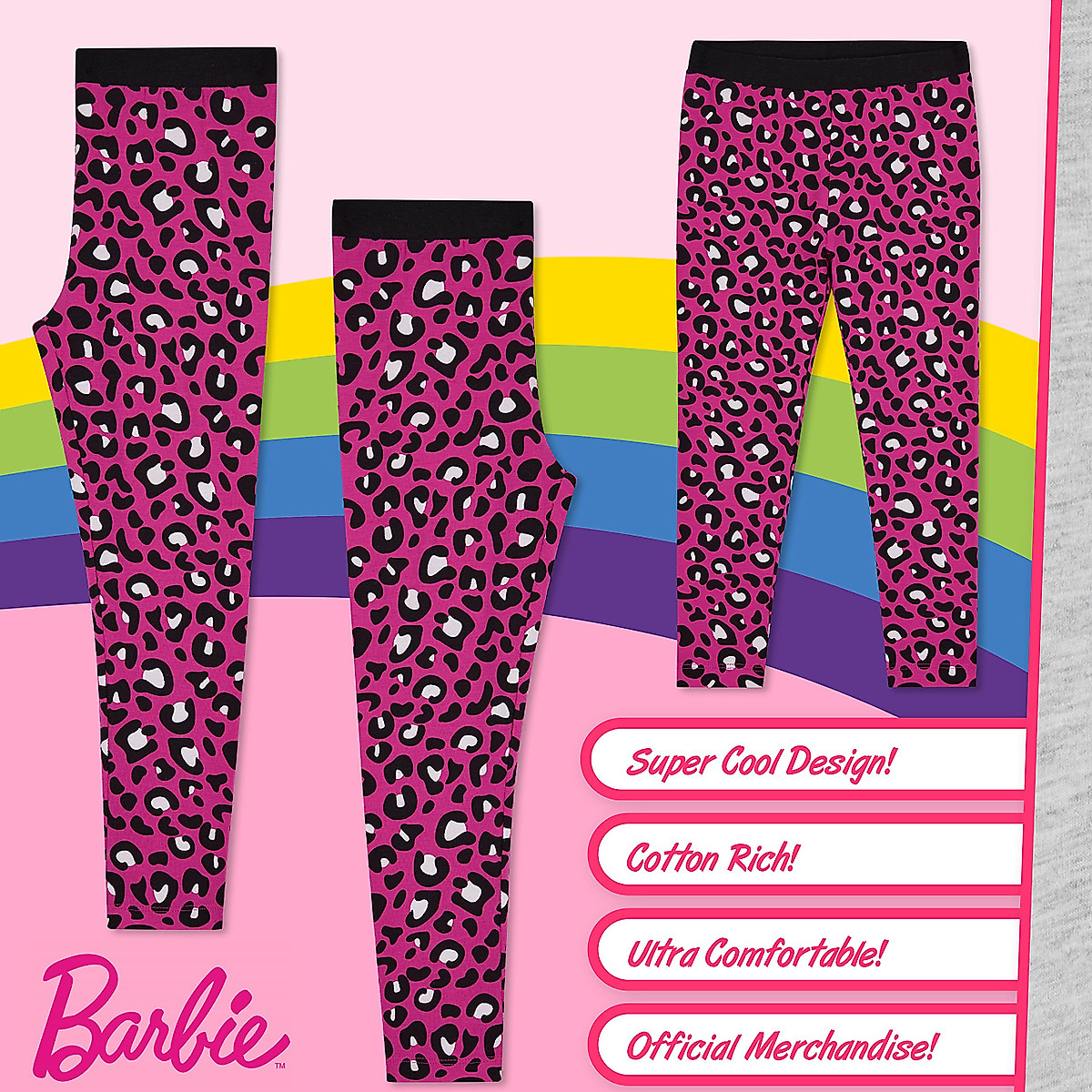 Barbie T-shirts & Leggings For Girls, Kids Outfits Age 2-13, Cute Clothes (Grey/Purple, 4-5 Years)