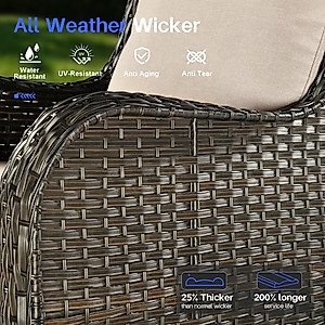 XIZZI Patio Furniture Sets with High Back Sofa,5 Pieces Outdoor Furniture Conversation Set,All Weather Wicker Outside Couch with Chairs and Ottomans,Brown Wicker Light Beige