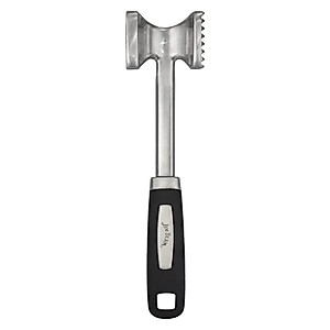 Jim Beam Stainless Steel Heavy Duty Construction Meat Tenderizer with Soft Grip Handle, Medium, Silver