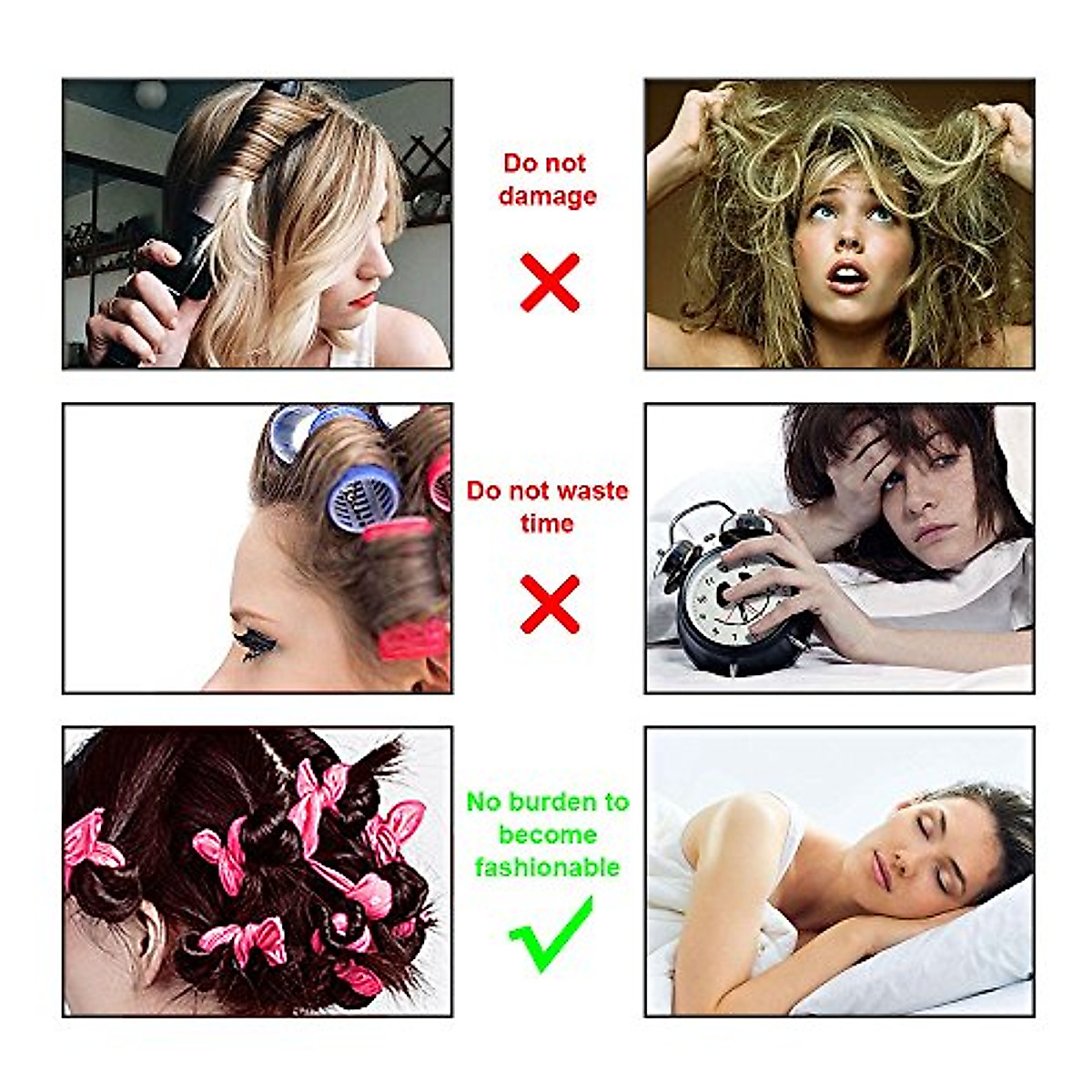 Locisne 20pcs No Heat Curlers You Can Sleep in, Hair Rollers for Long Hair DIY(Pink)