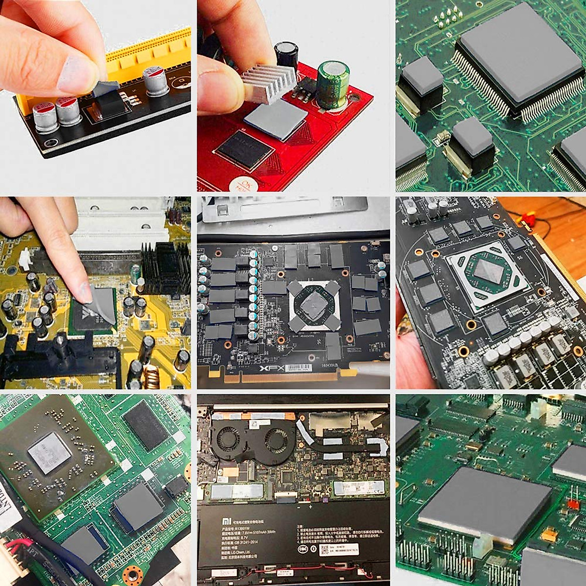 12W/mK Thermal Pad, 100x100x1mm Non Conductive Lnsulated Heat Resistant High Temperature Resistant Silicone Thermal Pads for Mining Motherboard Laptop Heatsink CPU GPU LED SSD IC SMD Cooler