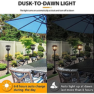 PASAMIC 2 Pack 44" Solar Lamp Post Lights Outdoor, Floor Lamp, Waterproof Solar Powered Lights for Garden, Lawn, Pathway, Yard, Front/Back Door, Warm White Solar Decorative Light, Replaceable Bulb