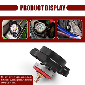 Fogfar 1 PC 1.8 Car High-Pressure Radiator Cap with Temperature Gauge, Durable Metal Automotive Modified Fuel Tank Cap, Universal Vehicle Radiator Cap Accessories for Motorcycle Truck SUV (Black)