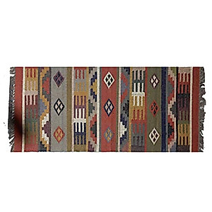 iinfinize Handwoven Kilim Area Rug Decorative Wool Jute Runner for Living Room, Dining Room Rug, Bedroom Carpet 4x6 Feet Rectangle Boho Meditation Mat