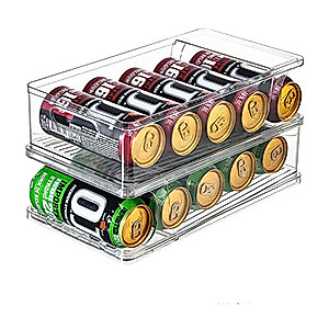 Xicennego 2-Tier Large Stackable Soda Can Organizer for Refrigerator - For Tall Cans of 500ml/17oz - Fridge Can Organizer Dispenser, Beverage Can Holder for Refrigerator, Pantry, Cupboard