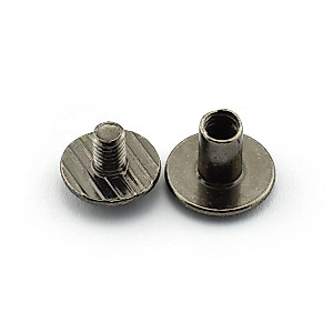 LQ Industrial 15 Sets Chicago Screw Round Slotted Head Carbon Steel Binding Screws Rivet Book Binding DIY Leather Craft Assembly Bolt 1/4" Black