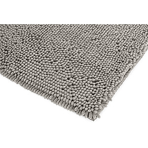 Amazon Basics Non-Slip Microfiber Shag Bathroom Rug Mat, 21" x 34", Platinum