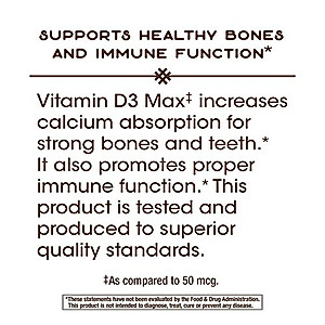 Nature's Way Vitamin D3 Max, Supports Healthy Bones and Teeth*, Supports Immune Health*, 125mcg per Serving, 240 Softgels