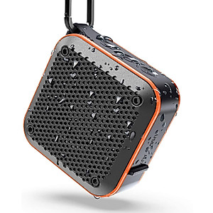 LEZII Portable IP67 Waterproof Bluetooth Speaker, Shower Speaker FM Radio with HD Sound, Mini Wireless Outdoor Speaker, TF Card SD Aux, 12H Playtime, True Wireless Stereo for Kayaking, Boating, Hiking