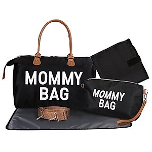 MOMMY BAG Diaper Bag Tote, for Hospital with Changing Pad, Hospital Bags for Labor and Delivery, Maternity Bag for Baby Shower, Large Capacity Baby Bag, Mom for Hospital Bag Essentials.(Black)