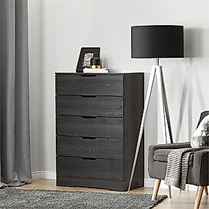 Home Square 4 Piece Modern Bedroom Furniture Set - 6 Drawer Dresser for Bedroom / 5 Chest of Drawers for Bedroom/Small Nightstand with Drawer and Shelf - Set of 2 / Distressed Grey Oak
