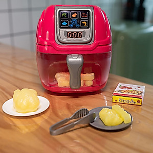 Fxfenoxo Toy Air Fryer Play Kitchen Accessories Set for Kids, Toddler Pretend Cooking Toys with Play Foods for 3-5 for Year Old Boys and Girls Gift