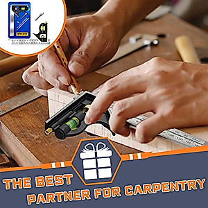 Sirius&Co 6" Combination Square of Metric and Imperial Measurements Stainless Steel Angle Ruler