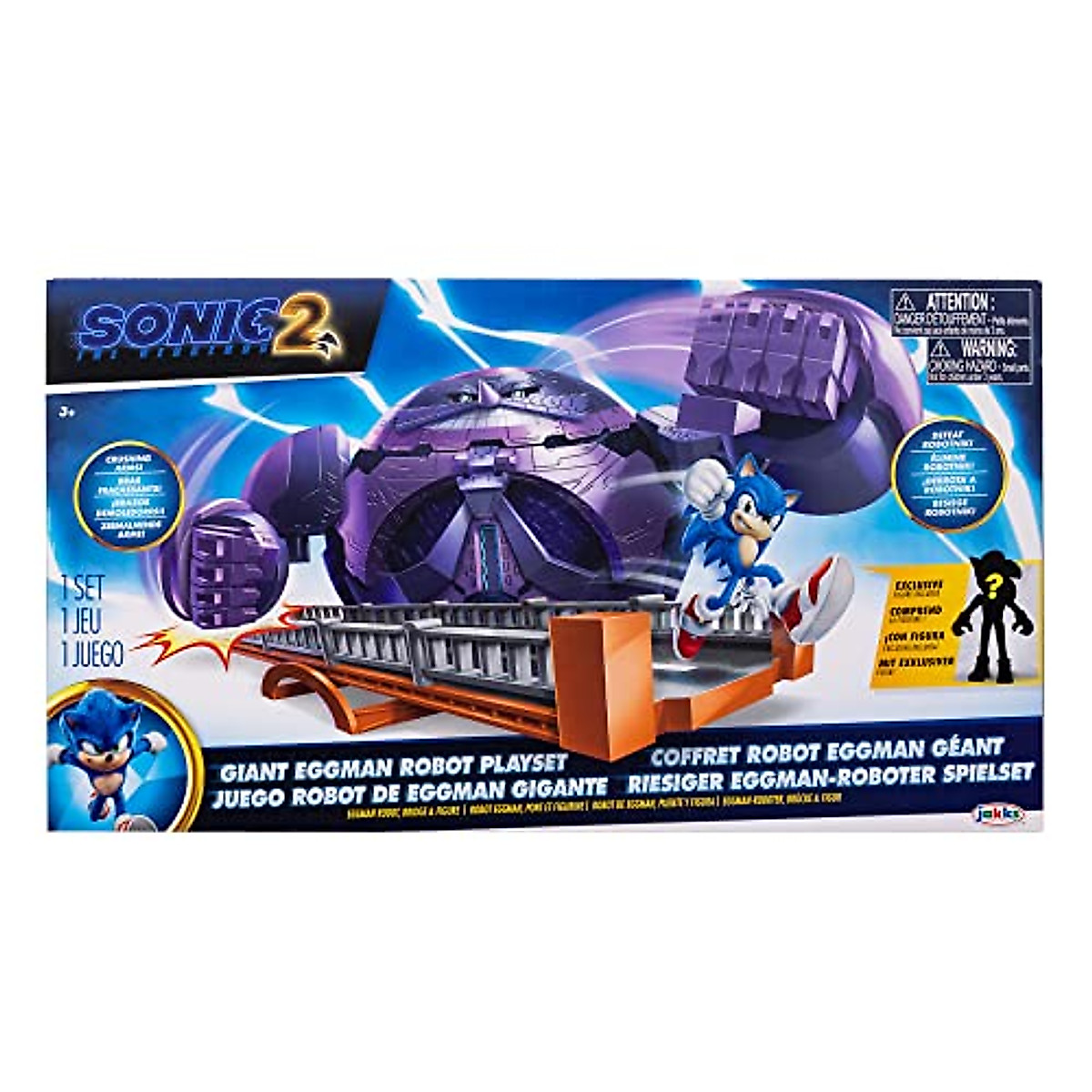 Sonic the Hedgehog 2 Movie Giant Eggman with Super Sonic 2.5" Action Figure Battle Playset