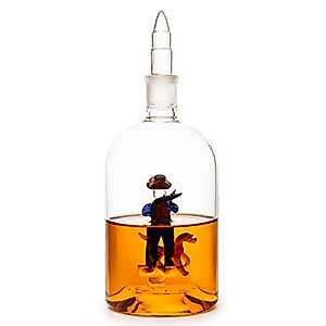 Wine & Whiskey Decanter, Hunters Gifts, Hunter with Dog - 750ml Decanter Bourbon Scotch Unique Gift for Him - Gamebirds Game - Hunter's Cowboy Decanter, Western Style Decanter, Gift Glassware