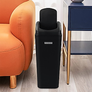 Buyitt 3.5-Gallons/13-Liter Wastebasket Trash Container, Small Slim Recycling Bin for Home/Bathroom/Bedroom/Office/Under Desk, Black