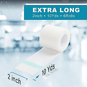 LotFancy Transparent Medical Tape, 6Rolls 2inch x 10Yards, Adhesive Clear Hypoallergenic Surgical Tape, PE First Aid Tape for Wound, Bandage, Sensitive Skin, Latex Free
