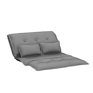 TY ARTS & CULTURE Sofa Bed Comfortable Adjustable Sofa TV Floor Gaming Couch Lazy Sofa Floor Cute Futons Sets with 2 Pillows Folding Sleeping Laying Entertainment | Deep Grey